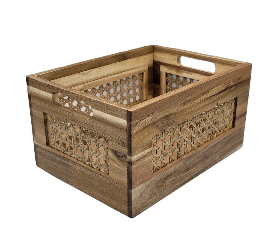 Rustic Pine Wood Crate Box With Nautical Rope Handle/ Wood Frame ...