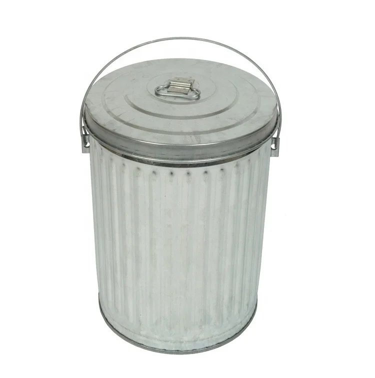 Modern Design Metal Galvanized Trash Bin Handmade Iron Waste Bucket ...