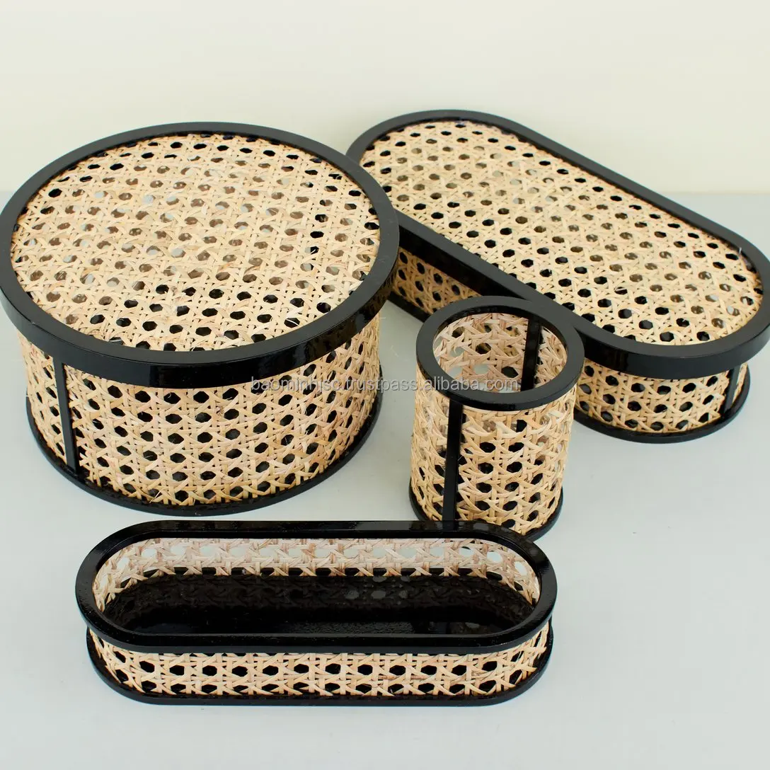 Handwoven Rattan Cane Webbing Storage Containers - Versatile & Stylish
