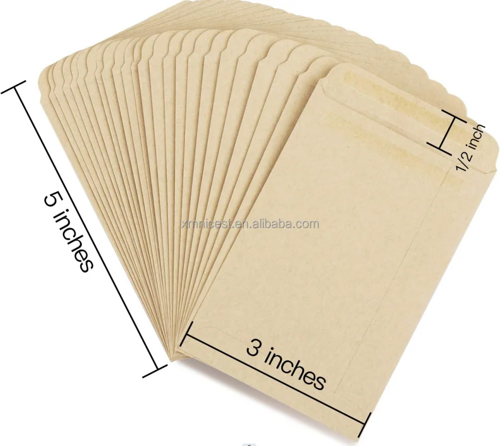 Custom Double Latex Adhesive Small Recycled Kraft Paper Envelopes for Seeds