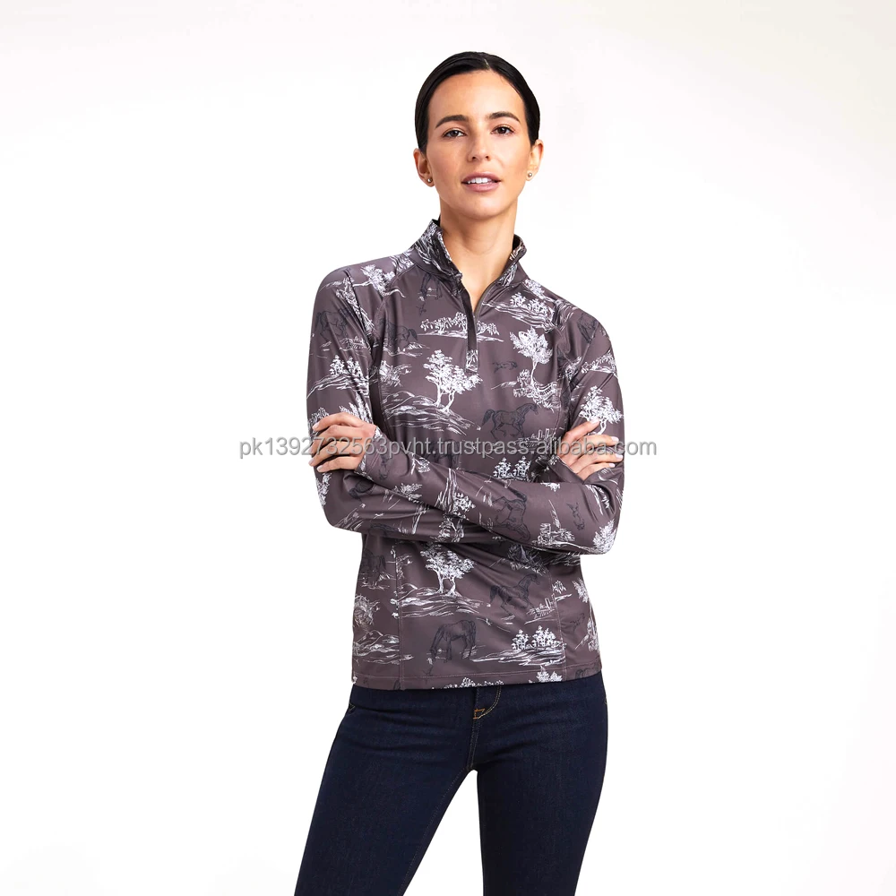 Horse Riding Base Layers Quick Dry Women Long Sleeve Shirt Equestrian ...