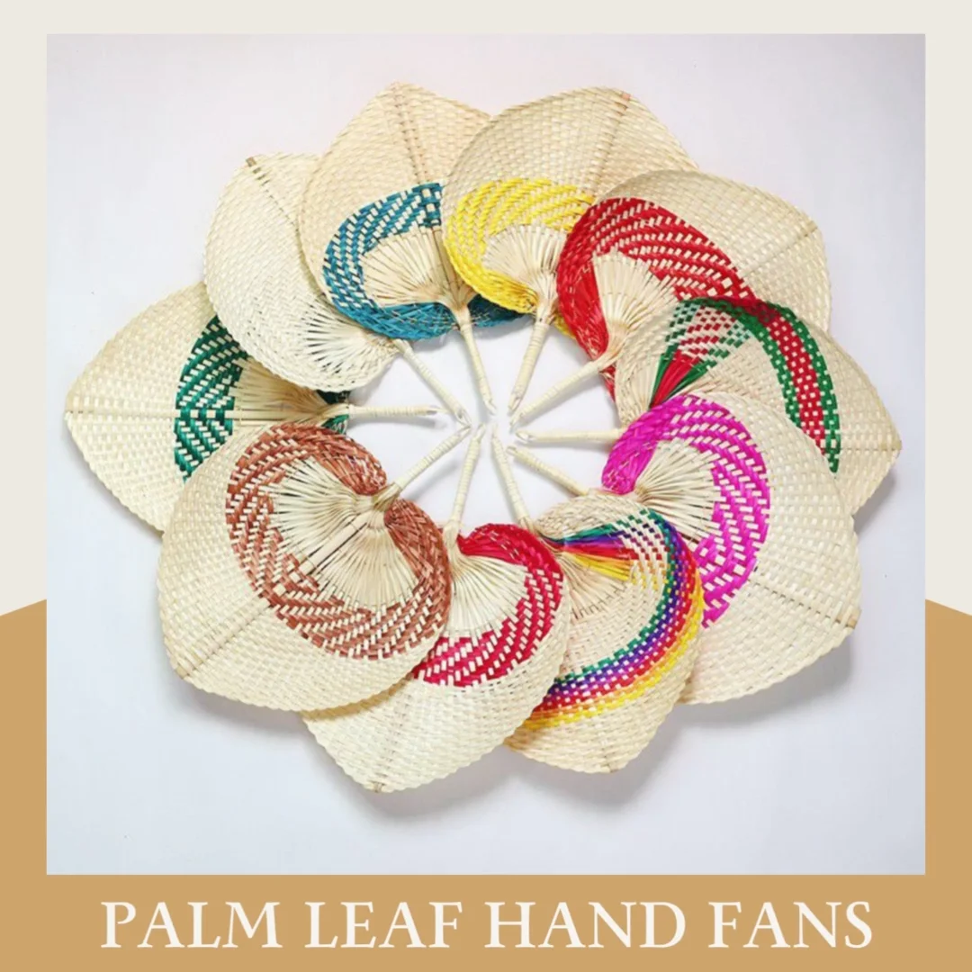 Colorful Braided Palm Leaf Fans Hand Crafted Bamboo Fan - Buy Palm Leaf ...