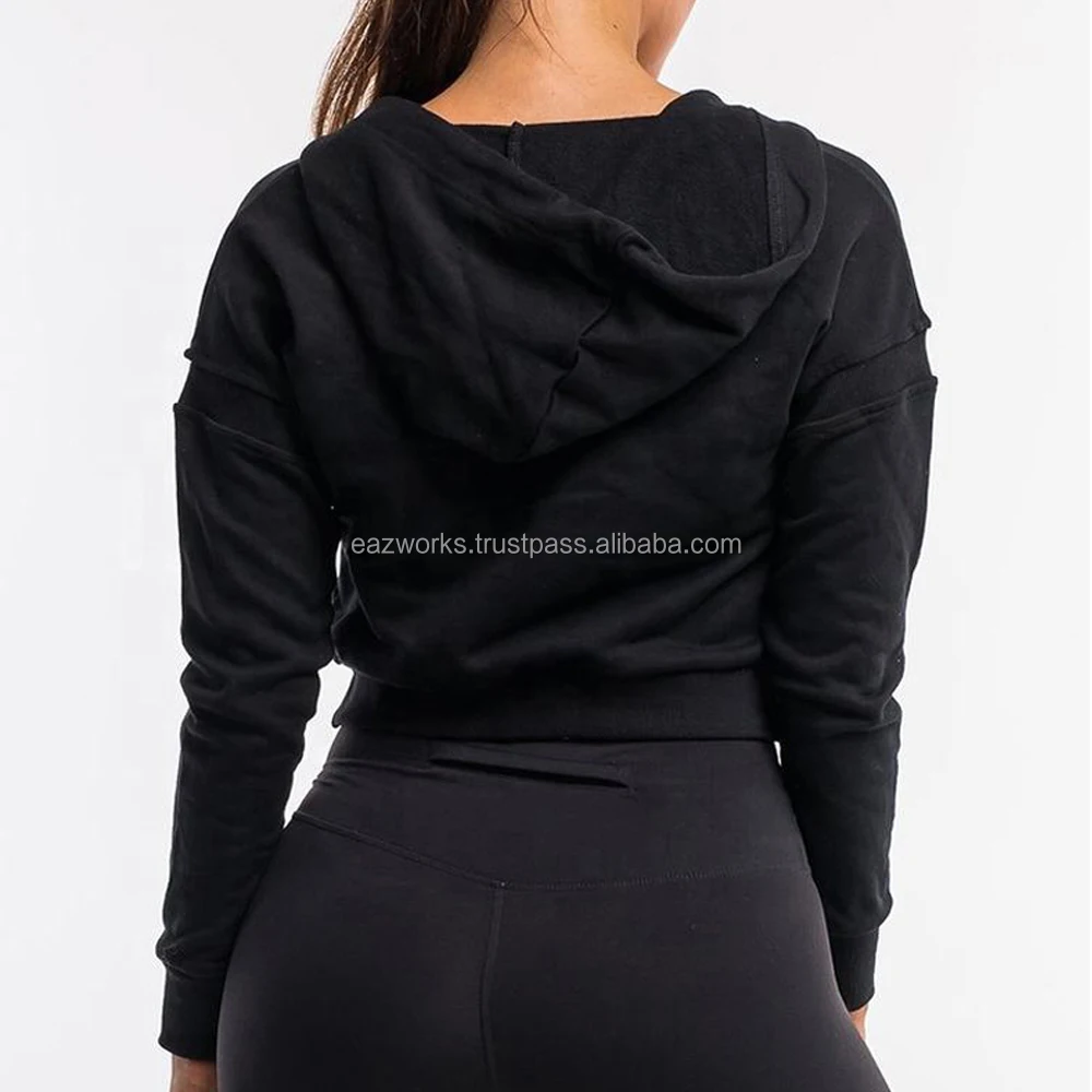 Women's Off Shoulder Zip up Long Sleeve Side Slits Ribbed Panels Crop Top Hoodie| Alibaba.com