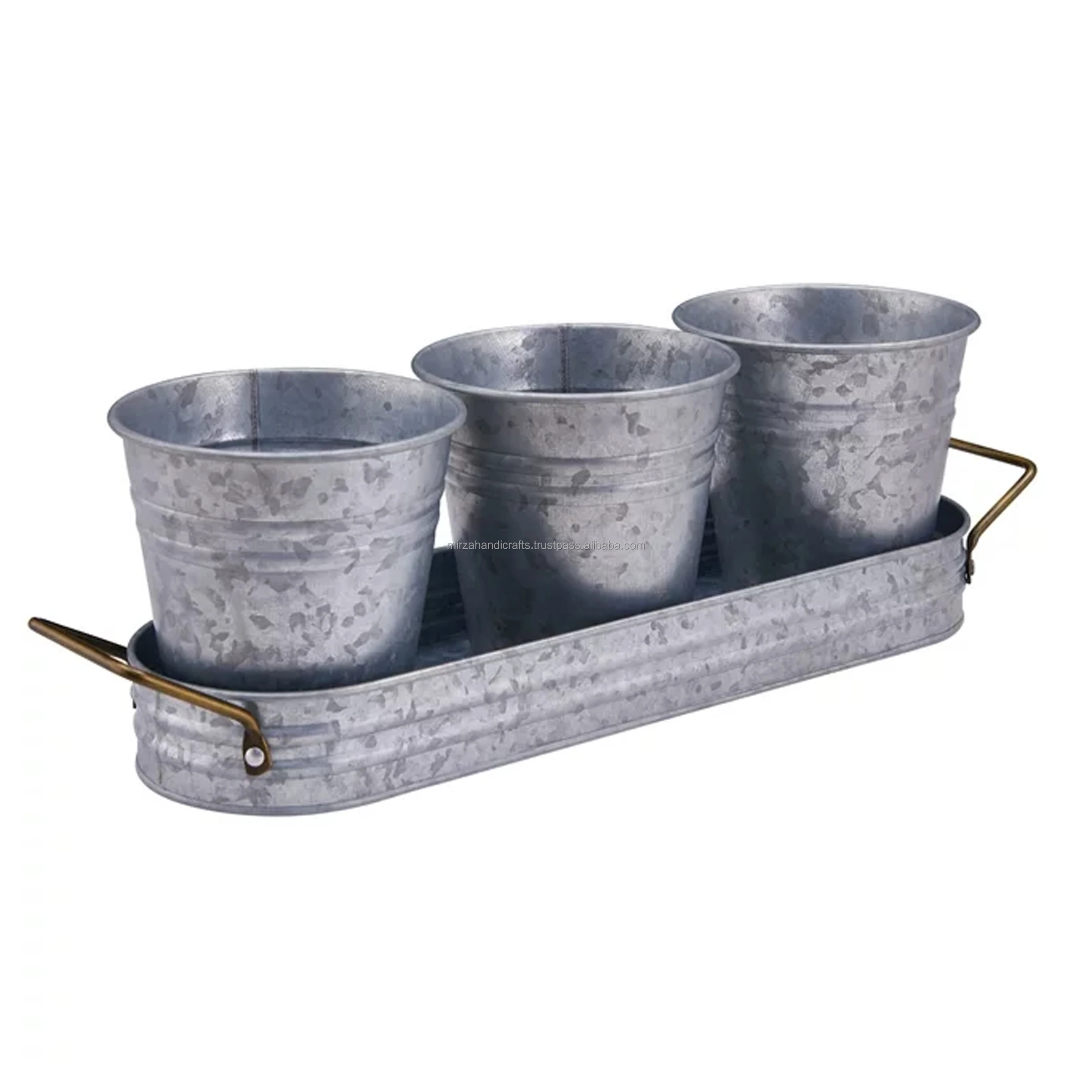 Galvanized French Vase Metal Planter Buckets Small Succulent Plant Pots ...