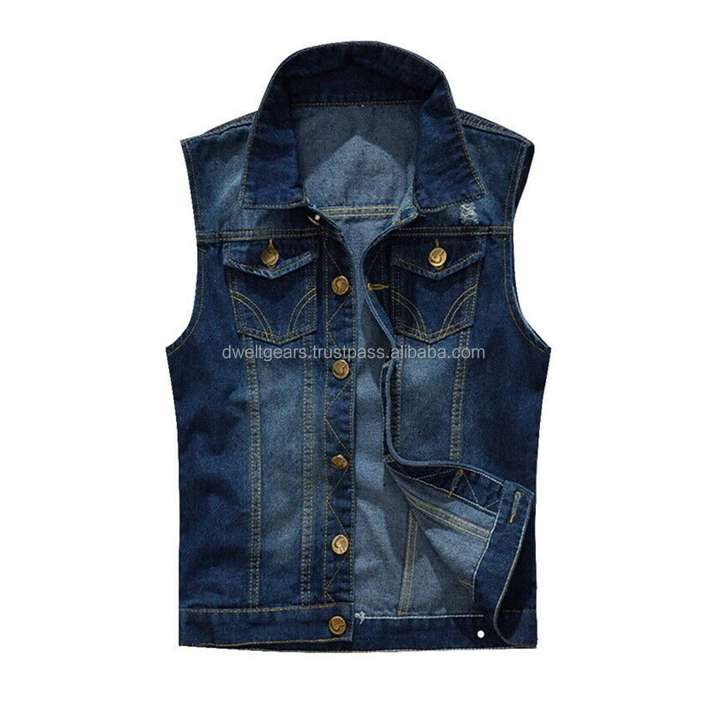 Washed Blue Denim Vest Winter Wholesale Fashion Classic Vest New Men's ...