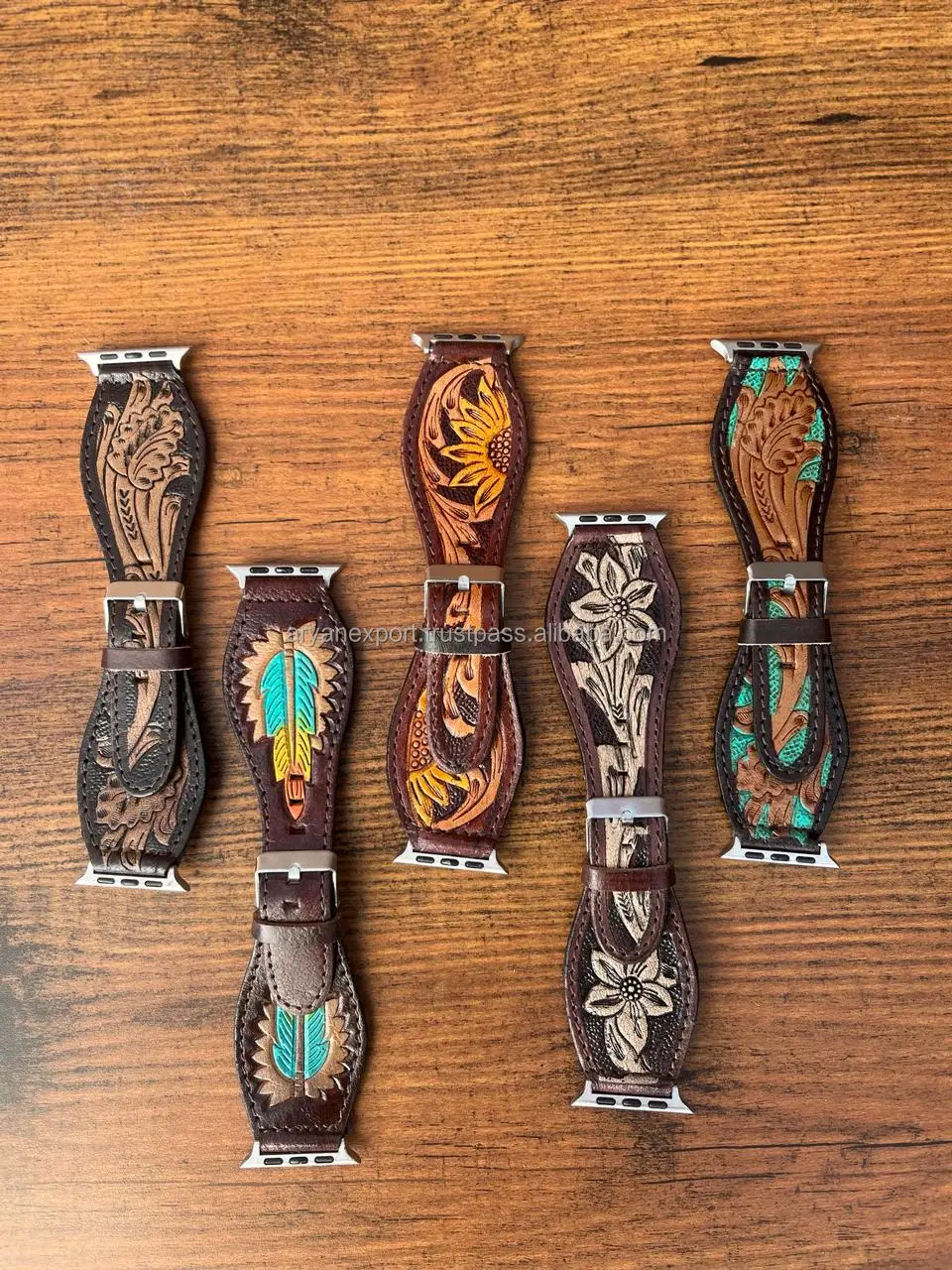 Limited Edition Real Handcrafted Genuine Tooled Leather Smart Watch Band