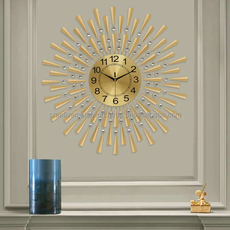 Artistic Digital Wall Clock - Modern Brass Metal Decor with ...