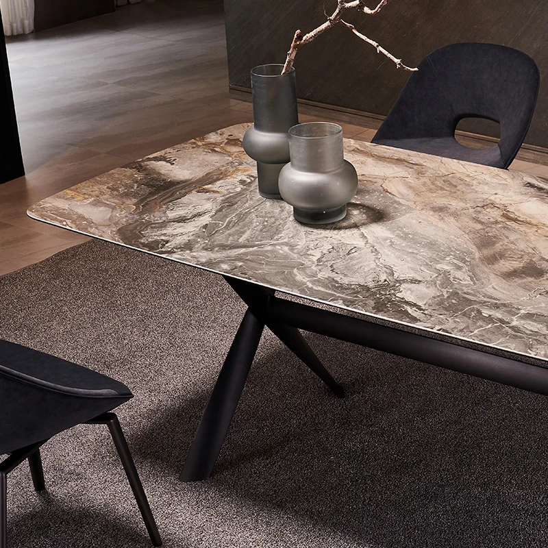 Modern Dining Room Set Natural Stone Big Size Dining Table Marble Top X ...