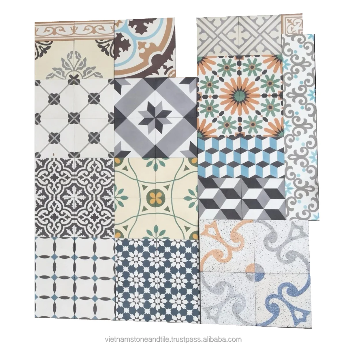 Handmade Classic Cement Encaustic Matte Cladding Colorful Tile Floor ...