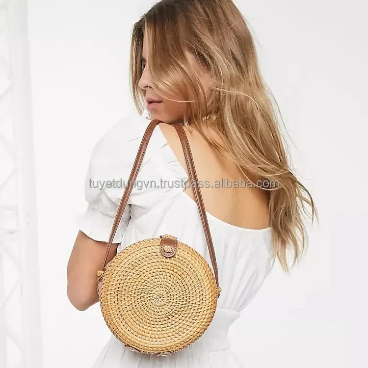 Handmade Vintage Rattan Bag Summer Woven Rattan Bag for Ladies Handbags ...