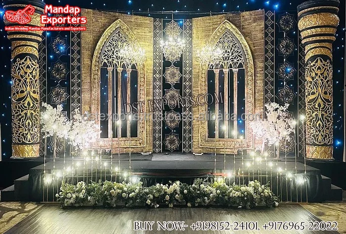 Elegant Grand Jewish Wedding Reception Stage Setup Victorian Stage for ...