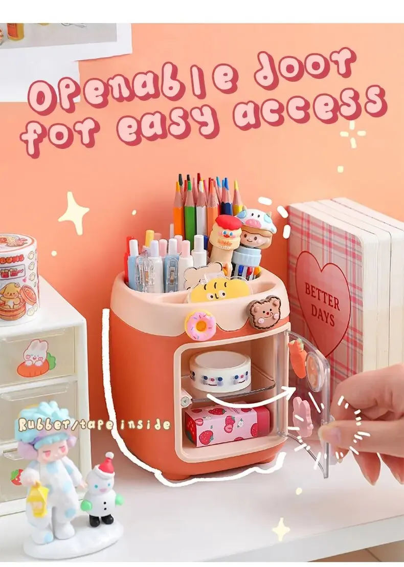 Piggy Drawer Pen Holder Cartoon Multi Grid Cute Creative Girl Heart ...
