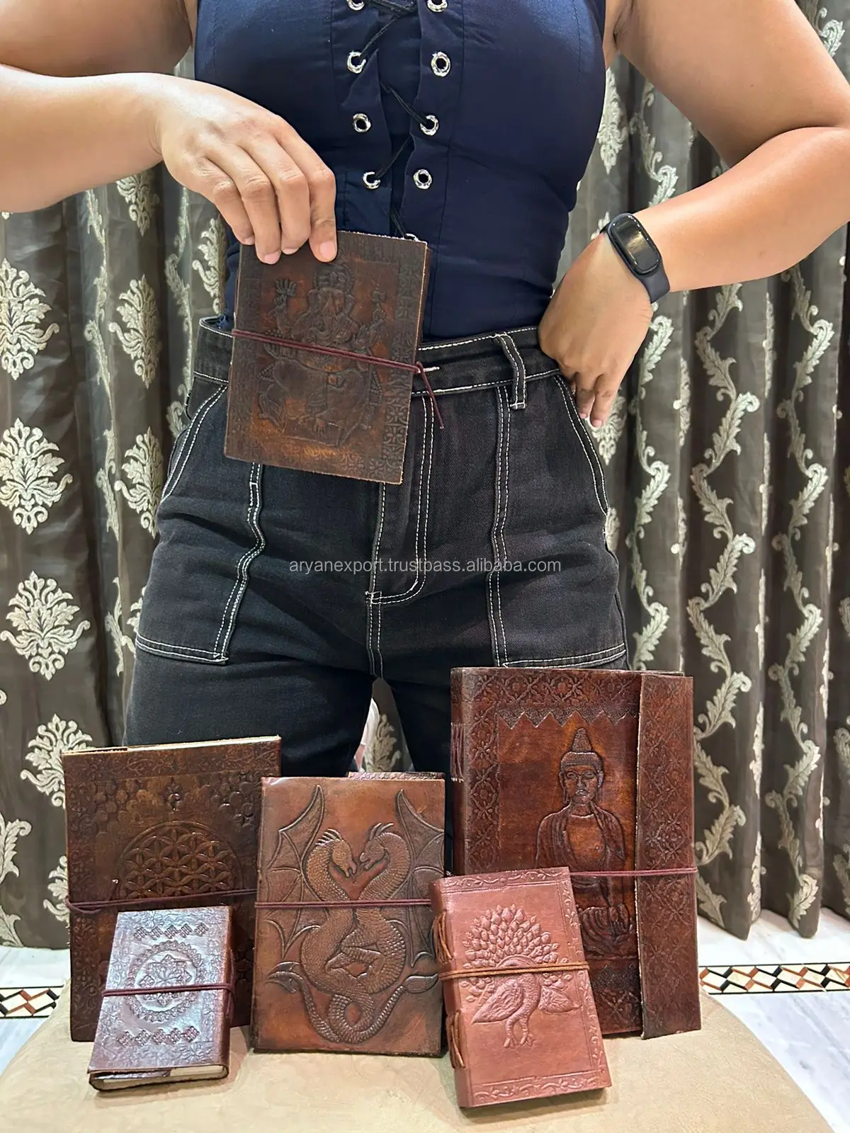 New Real Hand Tooled Embossed Leather Secure Thread Closure Journal ...