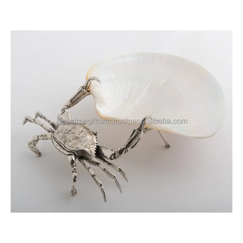 Aluminium Serve Bowl Crab Inlay Design With White Enamel & Antique ...