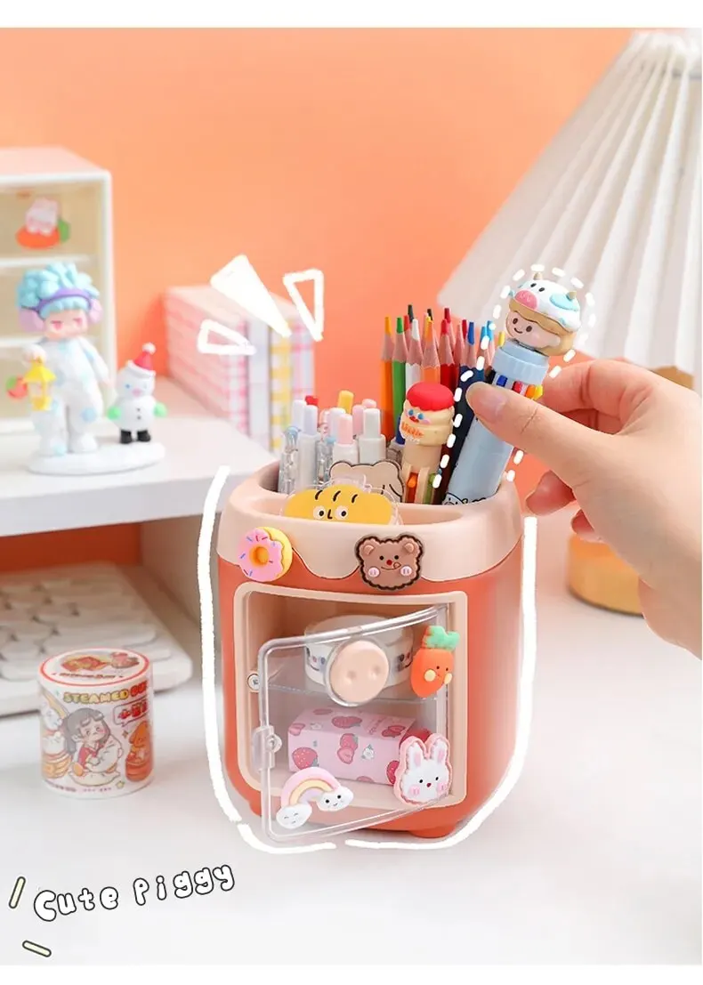 Piggy Drawer Pen Holder Cartoon Multi Grid Cute Creative Girl Heart ...