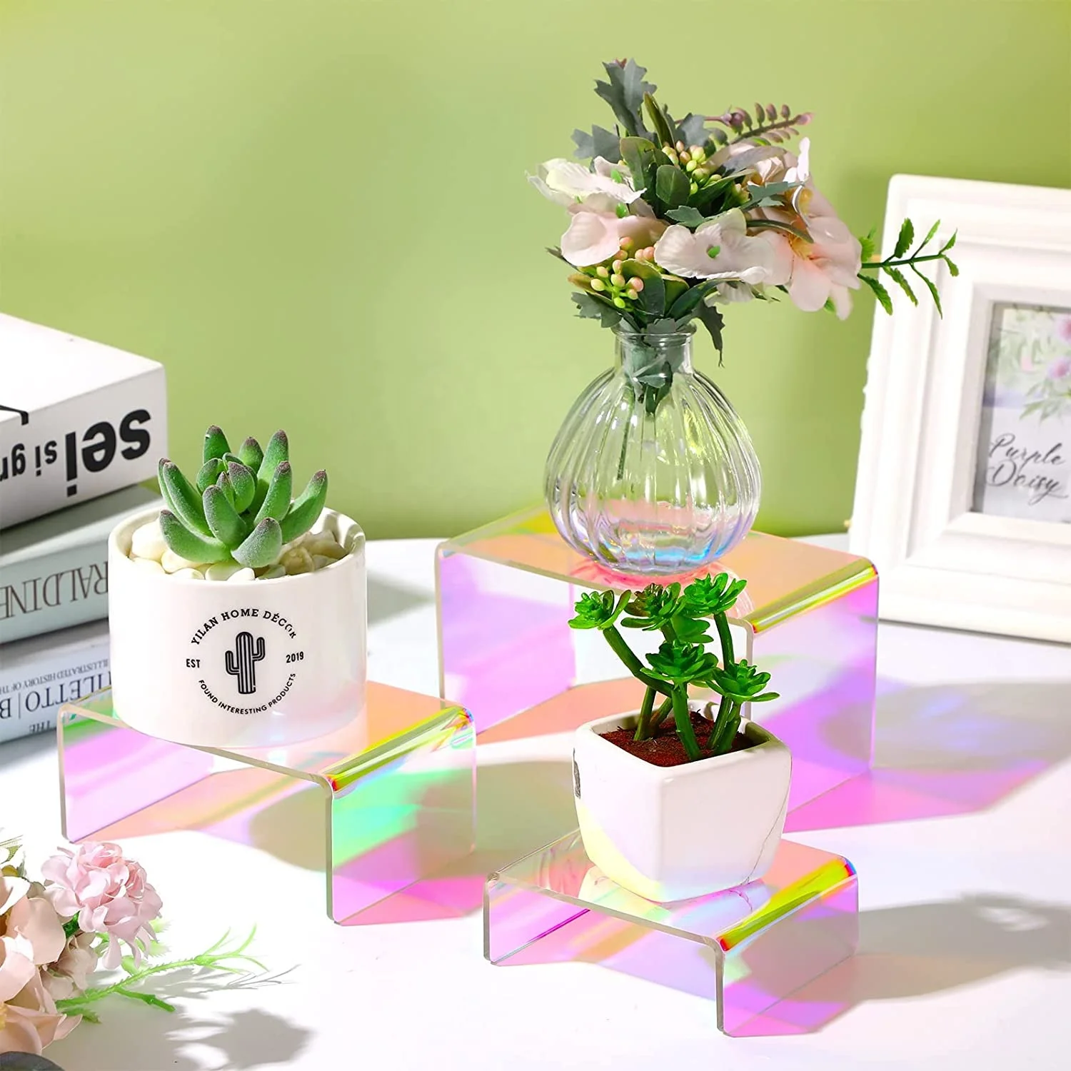 Clear Acrylic Product Stand Jewelry Display Riser Shelf Set Of 3 ...