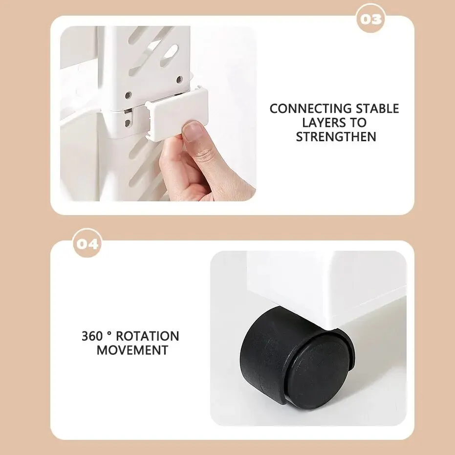 Storage Rack Bookshelf Table Side Wheels Rack Removable Floor Multi ...