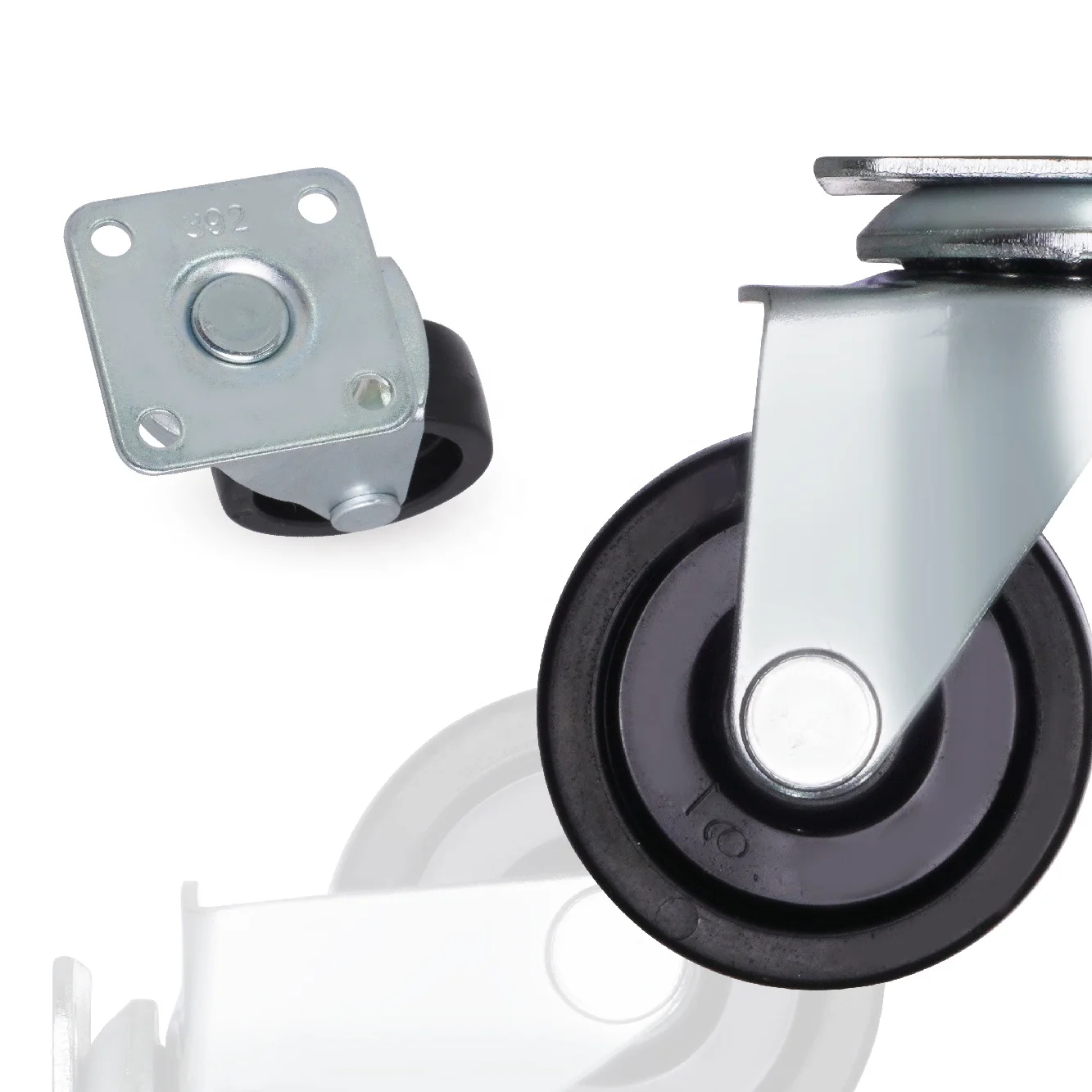 40mm PP Caster Mounting Plate Swivel Steel Ball Rotary Castor Wheel ...