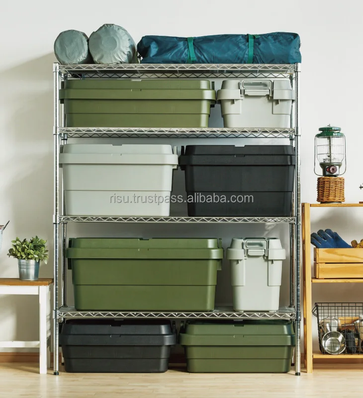 Easy to Use Green Stacking Storage Box Shallow 18L for Outdoor , with ...