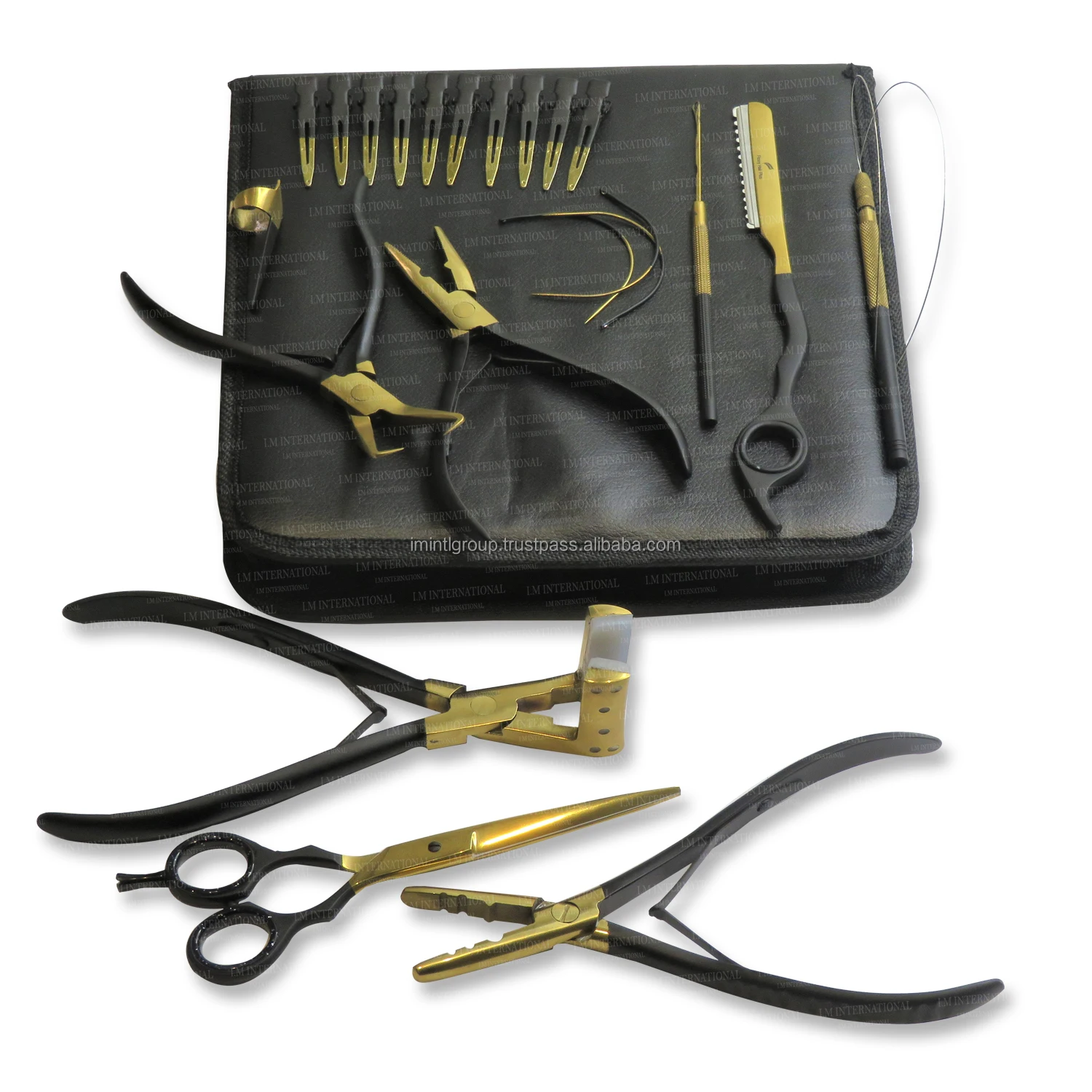 Black Pink Hand Tied Hair Extension Tool Kit Stainless Steel Wholesale ...