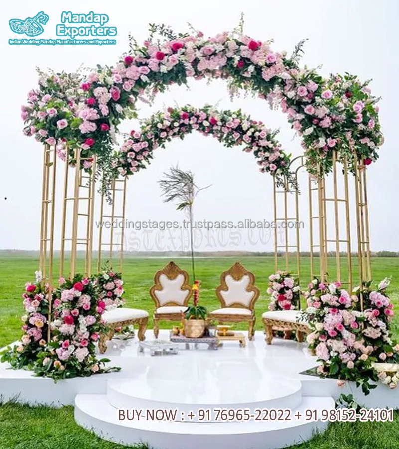 Modern Wedding Fiber Crystal Round Mandap White Hindu Wedding Crystal ...