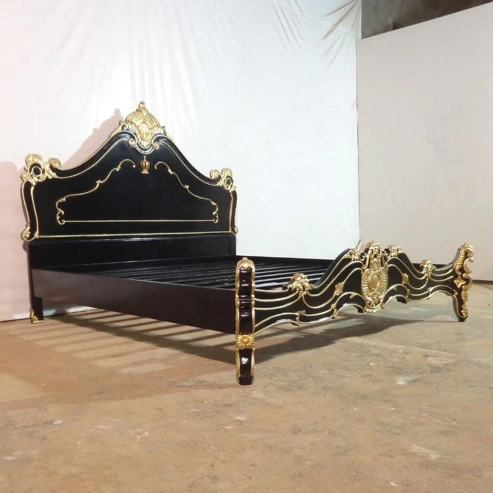 White Rococo Bed Set Hotel Furniture - Elegant & Durable