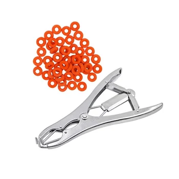 Stainless Steel Animal Castration Plier With 50 Pcs Expansion Castrator Rings Livestock Tail ...