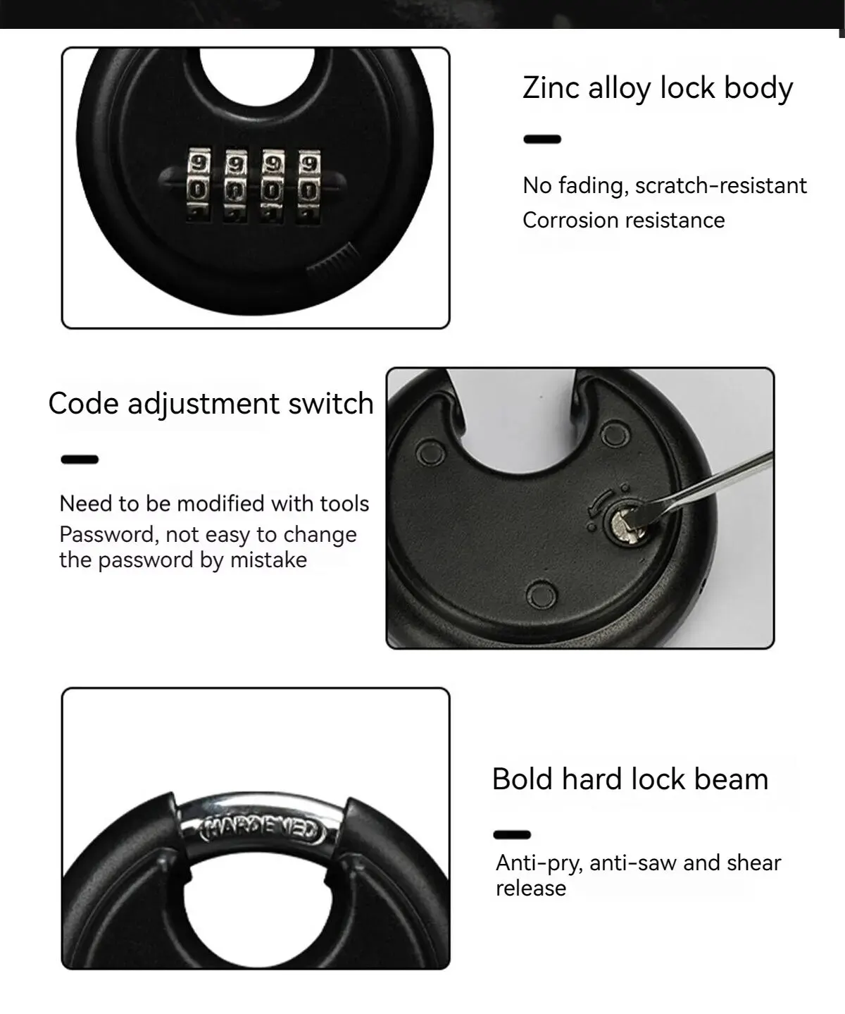 4 Digit Combination Lock With Hardened Steel Shackle Combo Padlock For ...