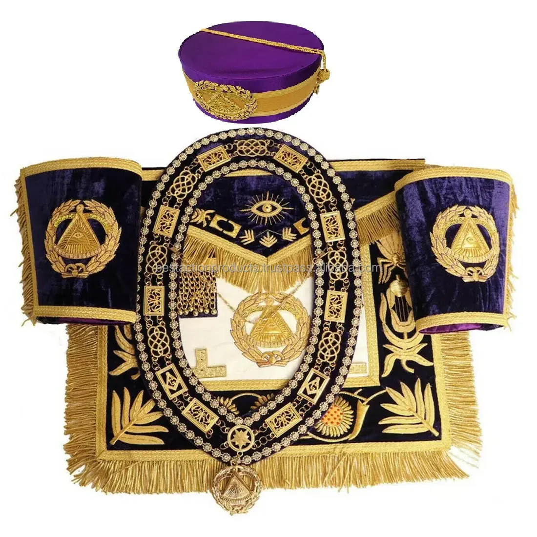 Masonic Regalia Gifts Grand Master Lambskin Apron With Crowns Chain ...