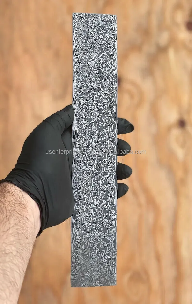 Custom Handmade Damascus Steel Rain Drop Pattern Billet Bar Overall ...