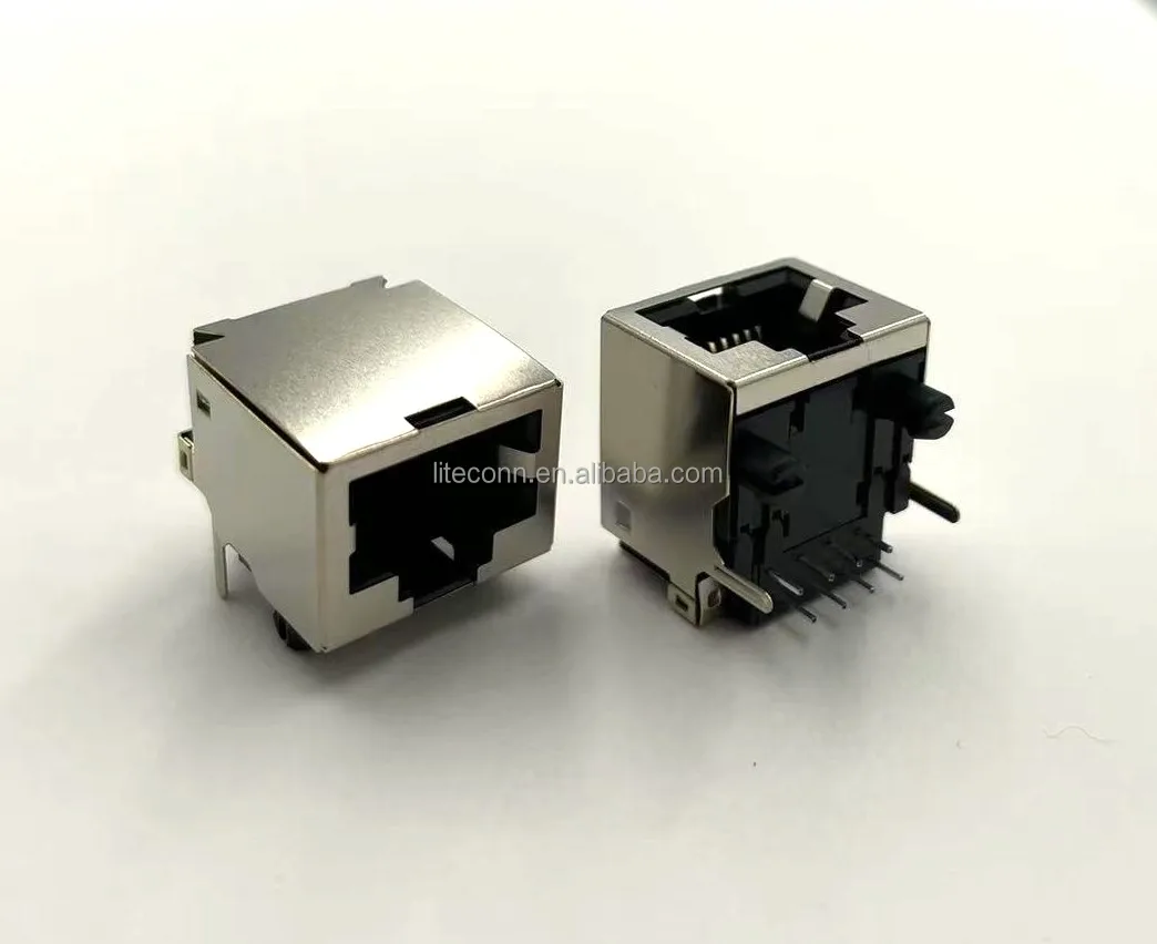 1x1 Rj45 Female Ethernet Socket Connector Tab Down Shielded 8p8c Cat5 Cat5e Cat6 Cat7 Gold ...