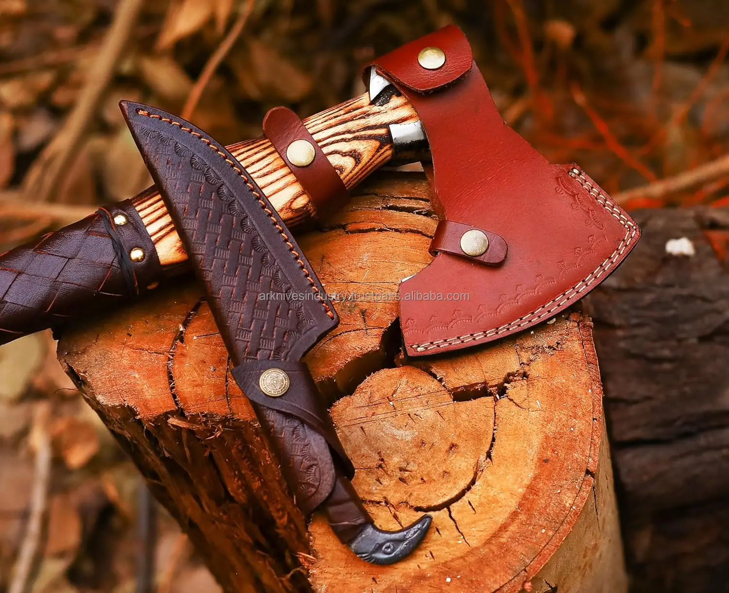 Customized Damascus Steel Axe - High Carbon Survival Tool