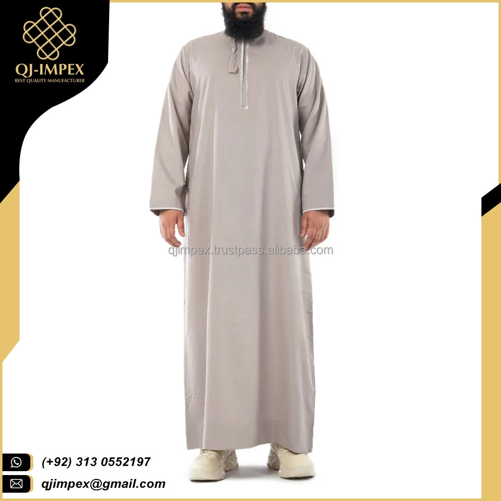 Arab Men Daffah Thobes Islamic Clothing Solid Color Kaftan Jubbah Men's ...