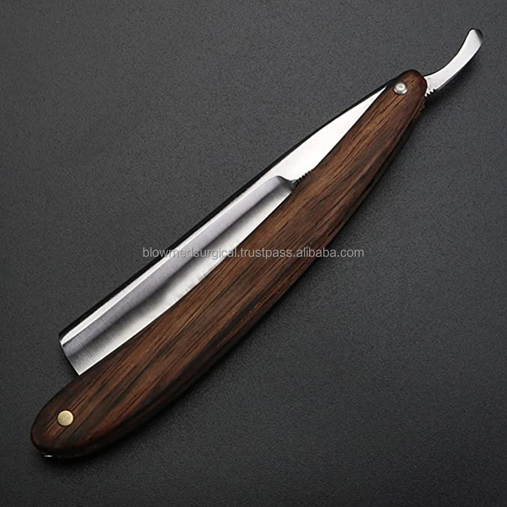 Top Quality Wooden Handle Straight Edge Razor For Men Stainless Steel ...