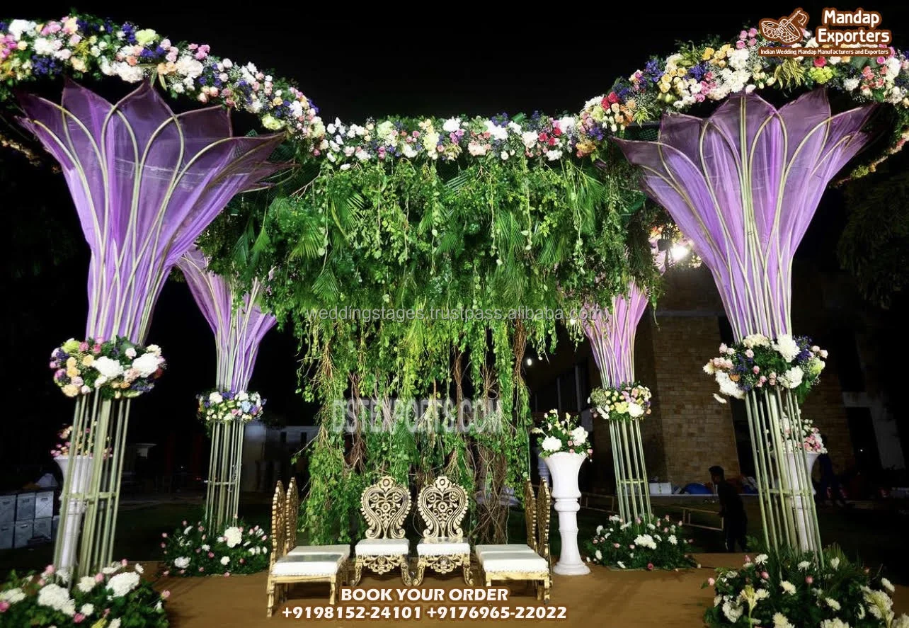 Decorative Palm Tree Metal Mandap for Night Weddings Outdoor Palm Tree ...