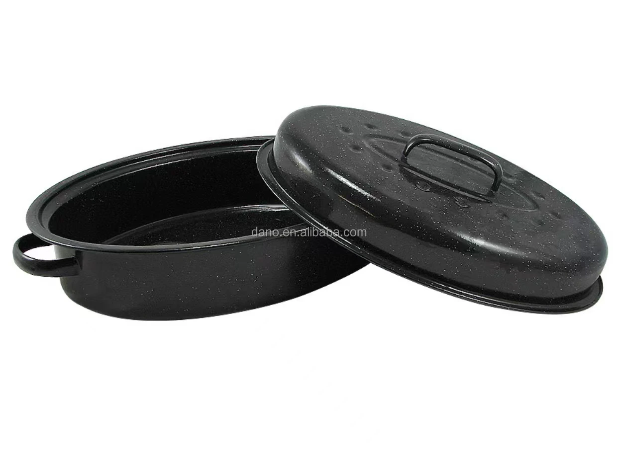 Novelty Design Black&White Roast Casserole Enamel Coated Carbon Steel ...