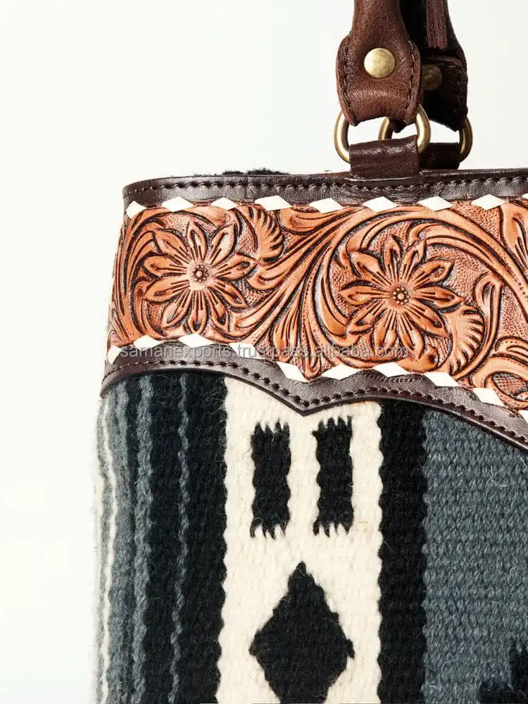 Saddle Blanket High Quality Leather Floral Hand Tooled Shoulder Bag ...