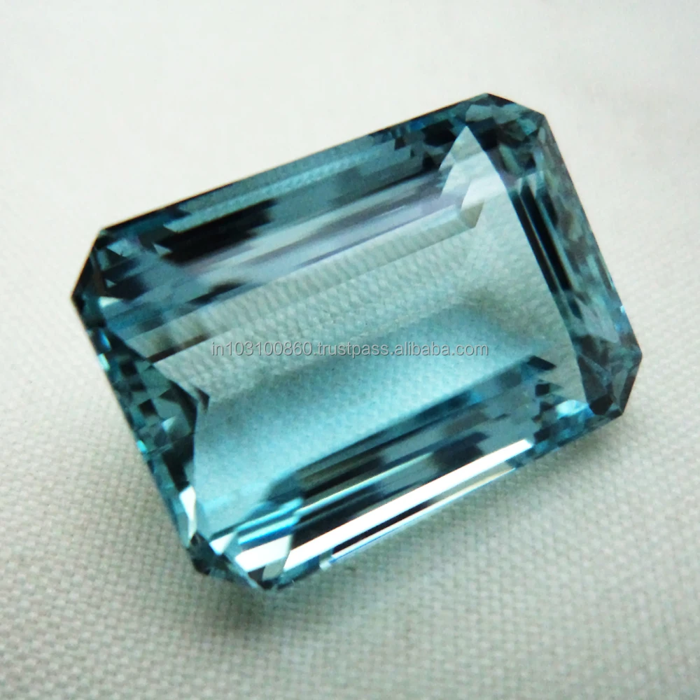 Blue Aquamarine Rectangle Shaped Large Size 3a+ Quality Faceted Cutting ...