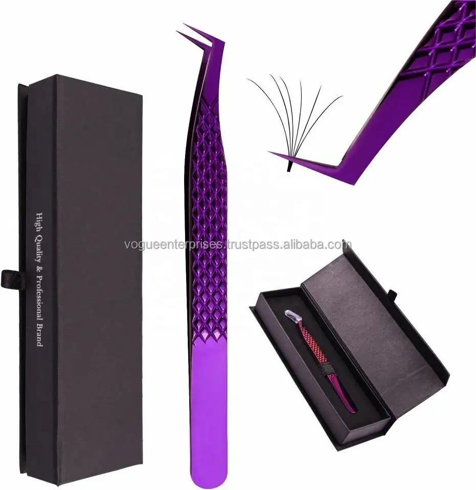 L Type 75 Degree Slim Thin Straight Volume Lash Tweezers Private Label ...