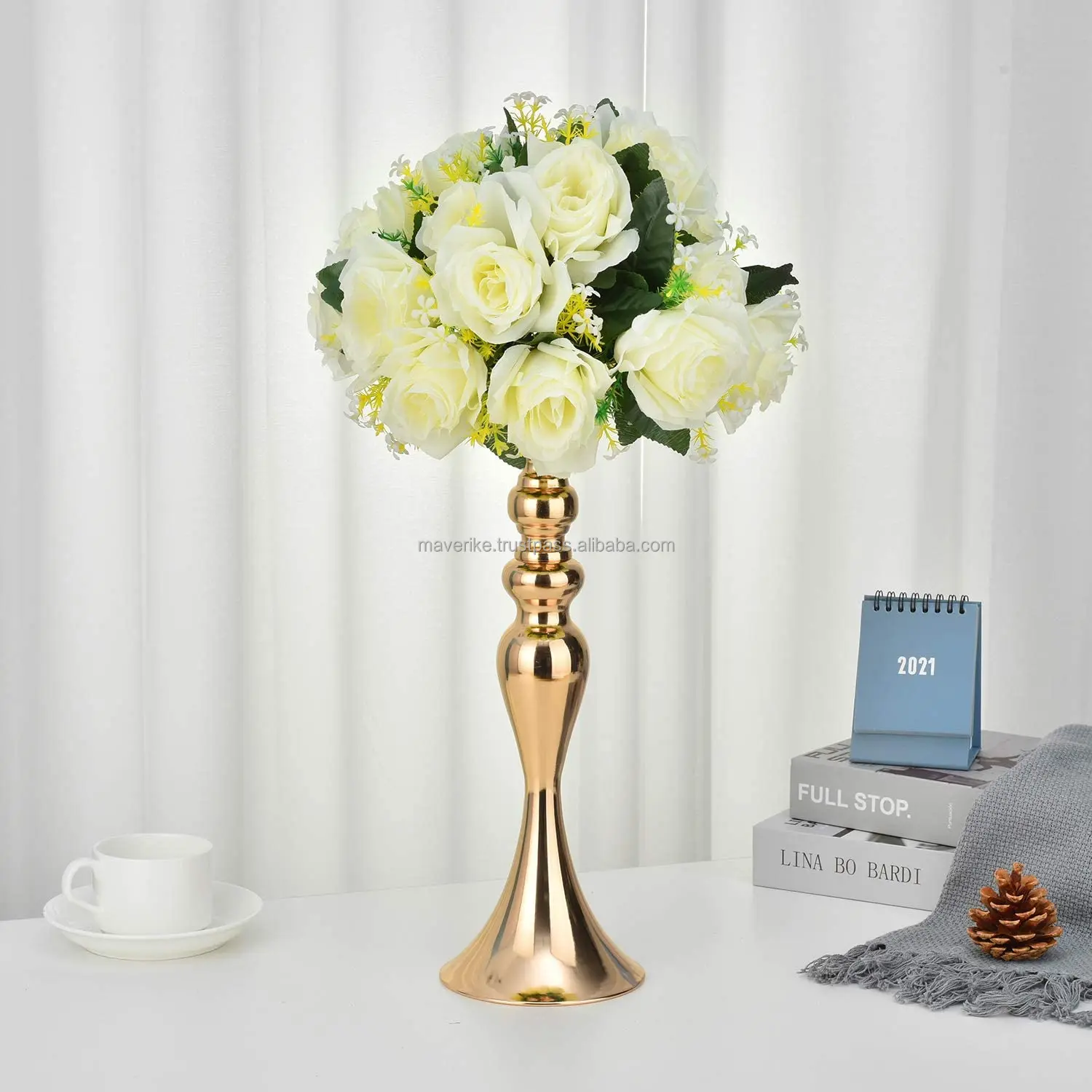 Wedding Table Flower Stand Gold Centerpieces Metal Gold Centerpiece For ...