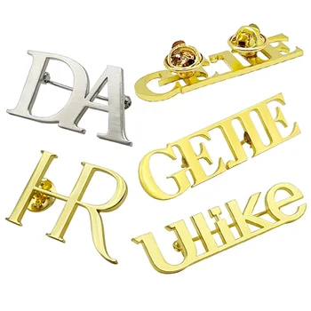 Personalized Custom Logo Metal Name Brand Safety Pin Hollow Out Gold ...