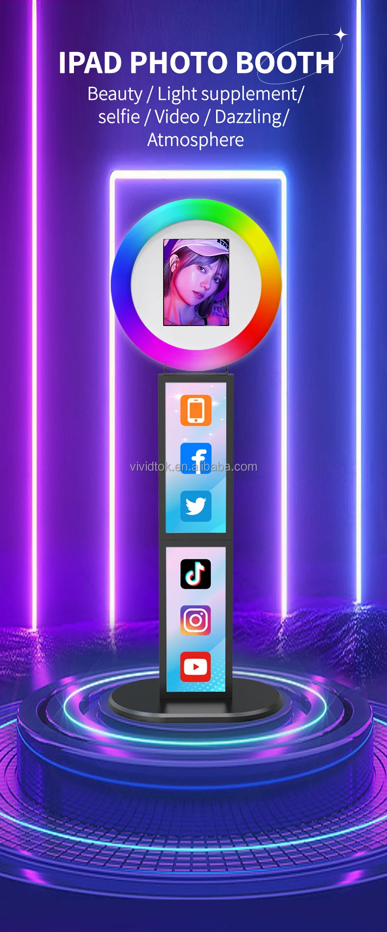 Wall Mounted 18" Ring Light Led Photo Booth Kiosk For 9.7-12.9" Ipad ...