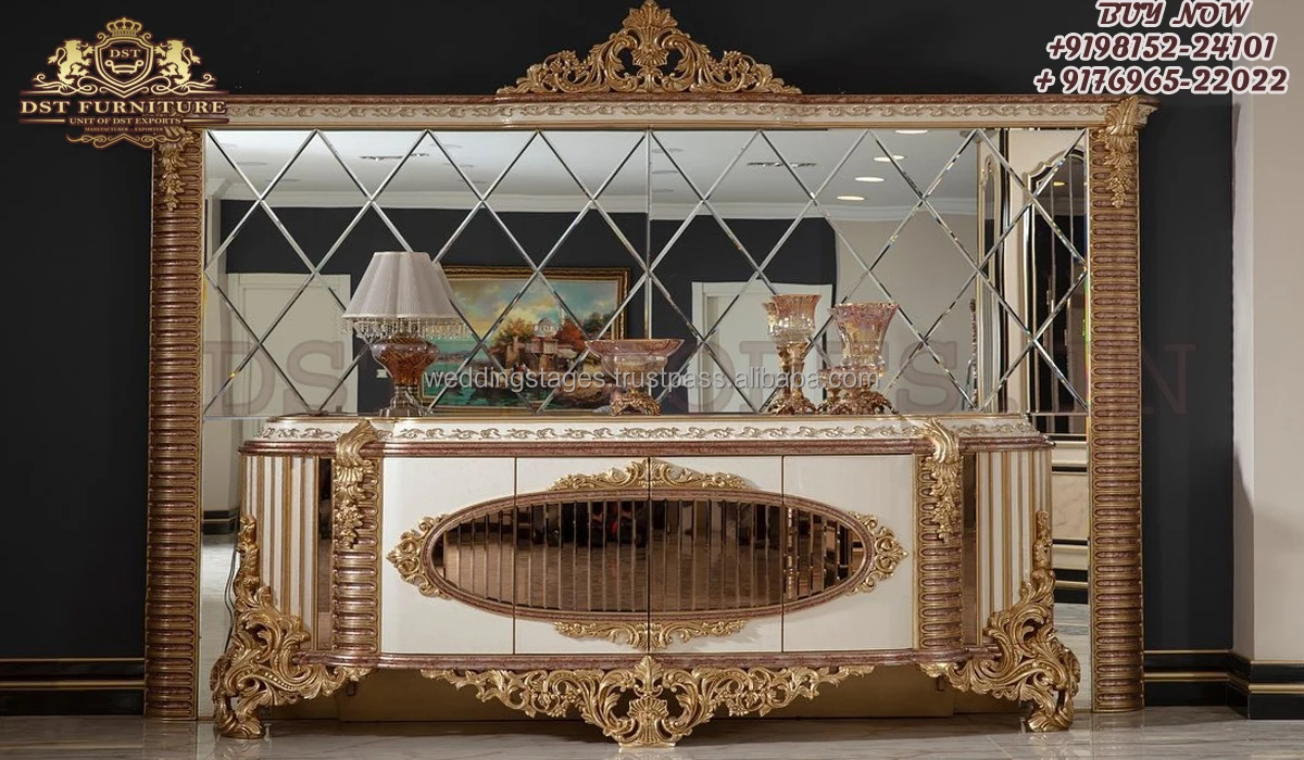 Luxurious Turkish Style Dining Console Table Set Teak Wood Console ...