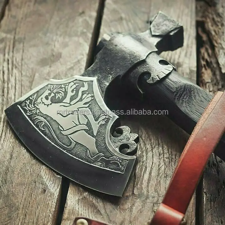 Hand Forged Carbon Steel Tomahawk Viking Axe With Leather Sheath - Buy ...