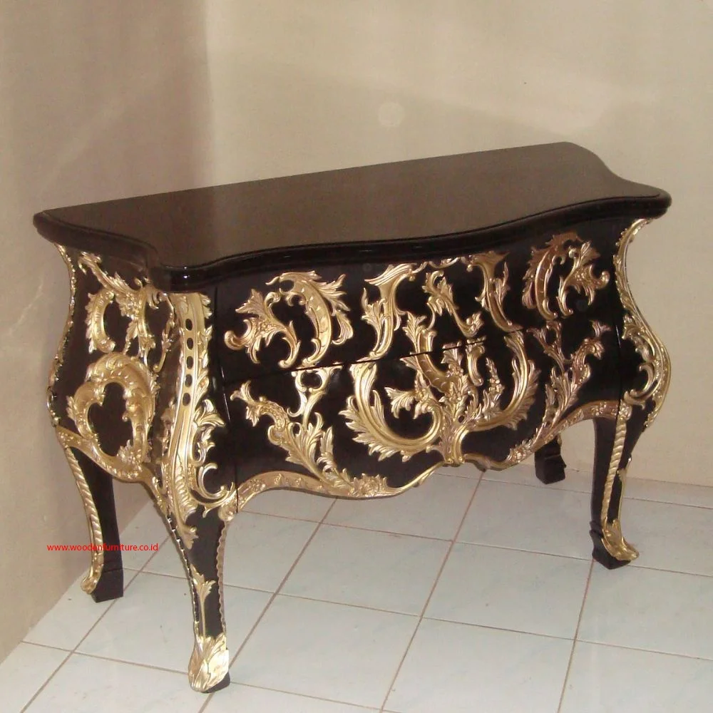 Luxury Antique Reproduction Golden Hand Carved Chest Of Drawers Made By ...