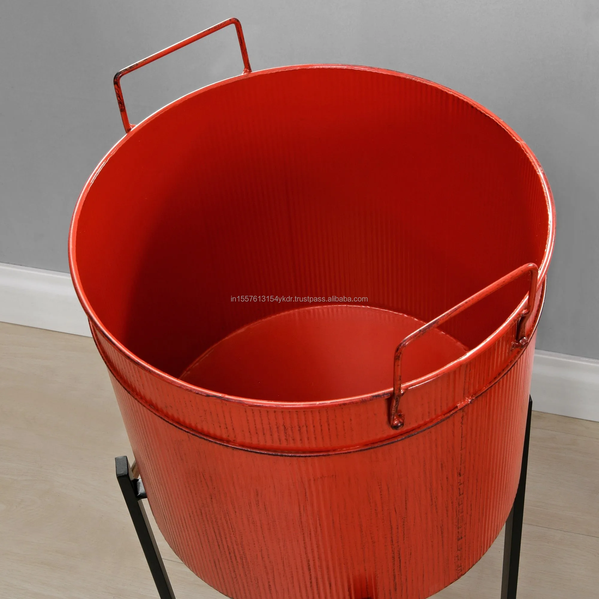 Red Color Farmhouse Trough Corrugated Texture Galvanized Outdoor ...