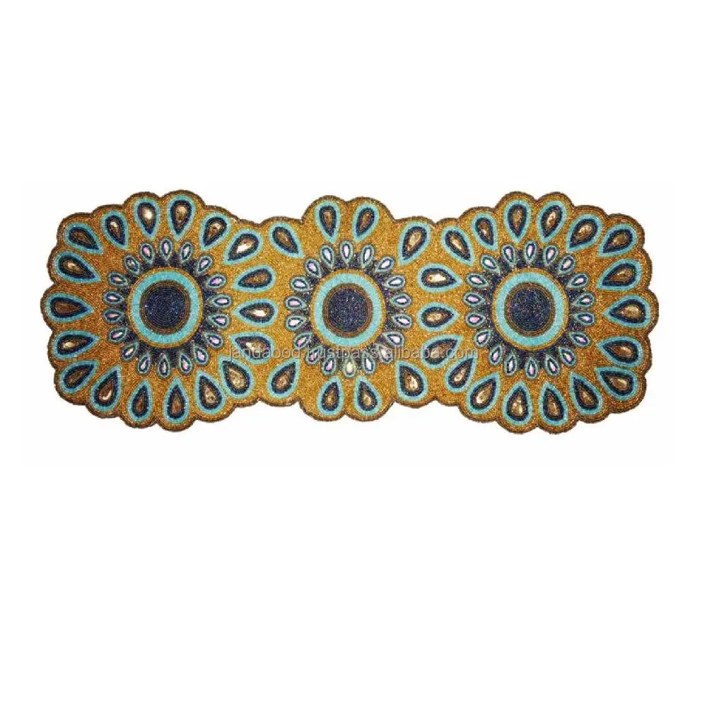 Hand Beaded Glass Table Runner Centerpiece Buffet Table Runner Tabletop ...