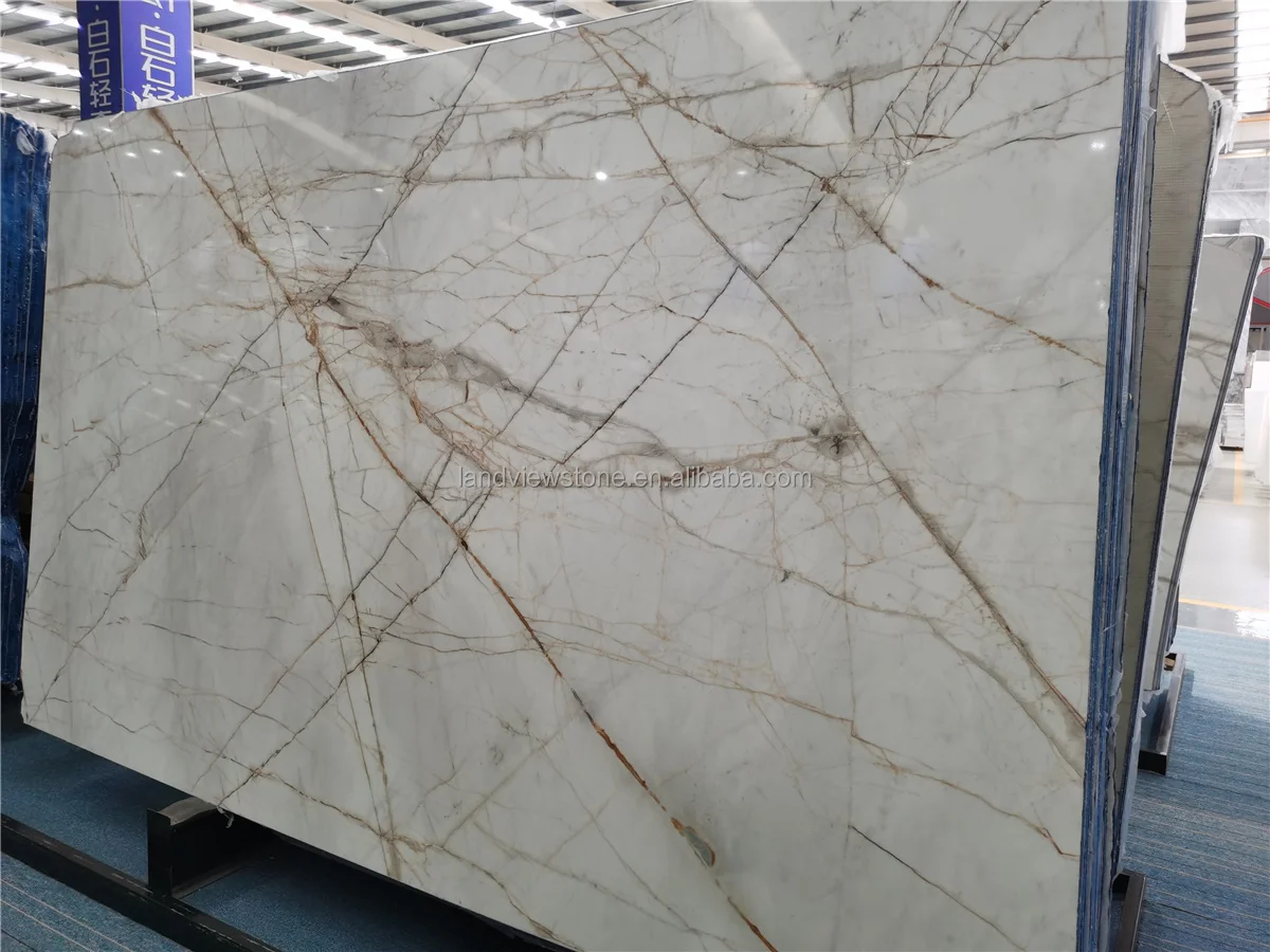 Calacatta Marble - Elegant White Slabs with Golden Veins