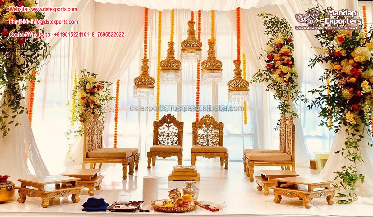 Hindu Marriage Ceremony Mandap Vidhi Chairs - Dazzling Indian Wedding ...