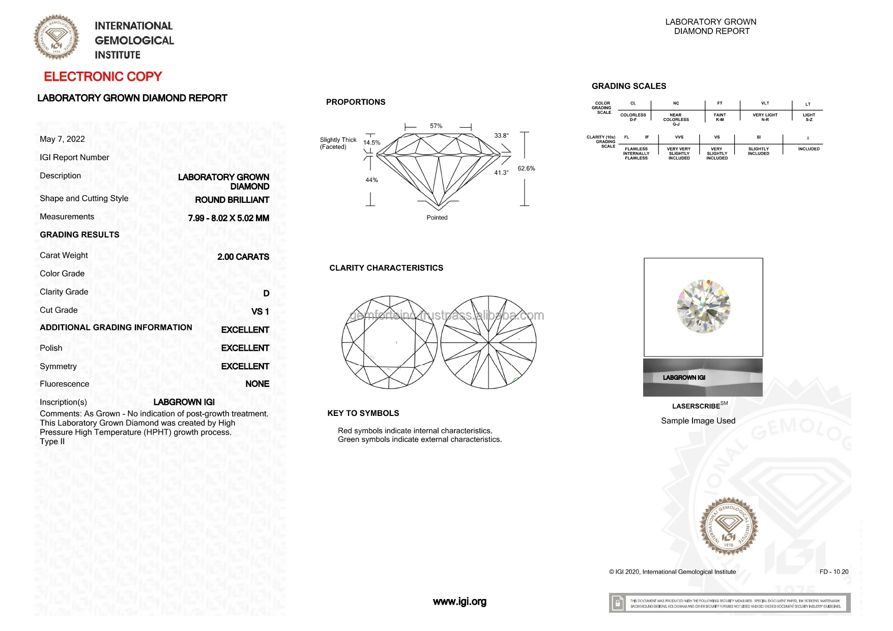 2 Carat Synthetic Diamonds Round Brilliant Cut Excellent Si1 Vs1 Vs2 ...